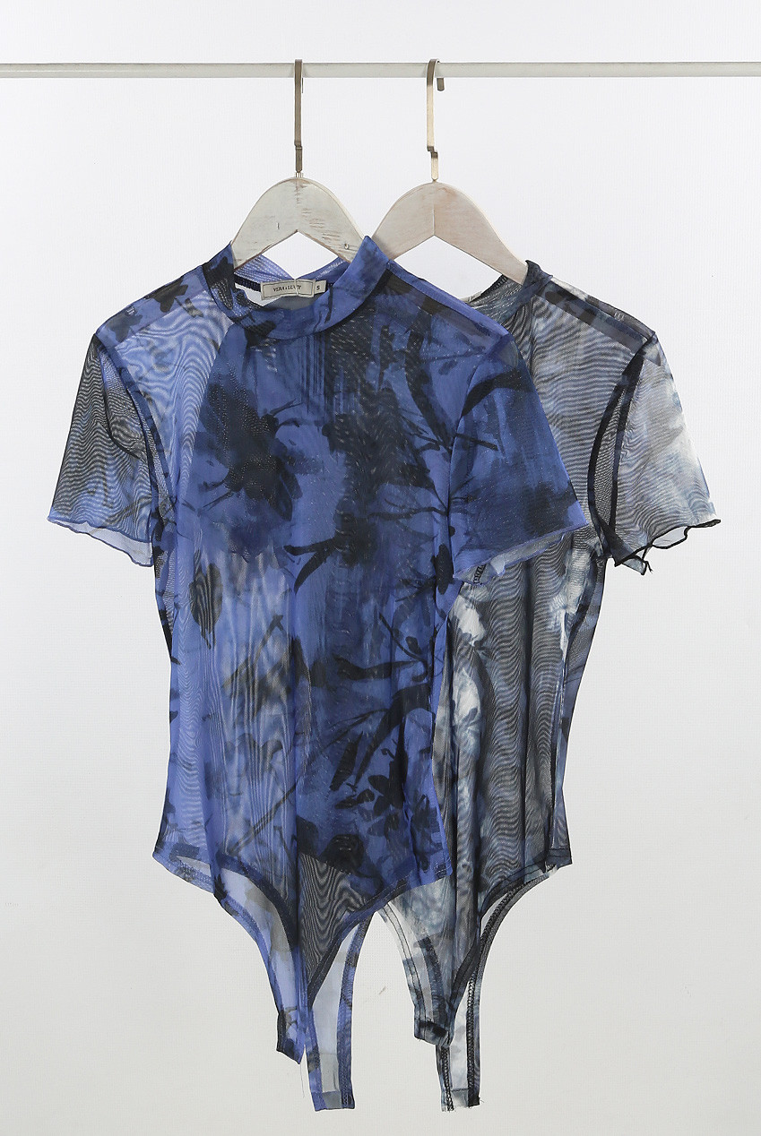 Short Sleeve Sheer Mesh Bodysuit - Buy Fashion Wholesale in The UK