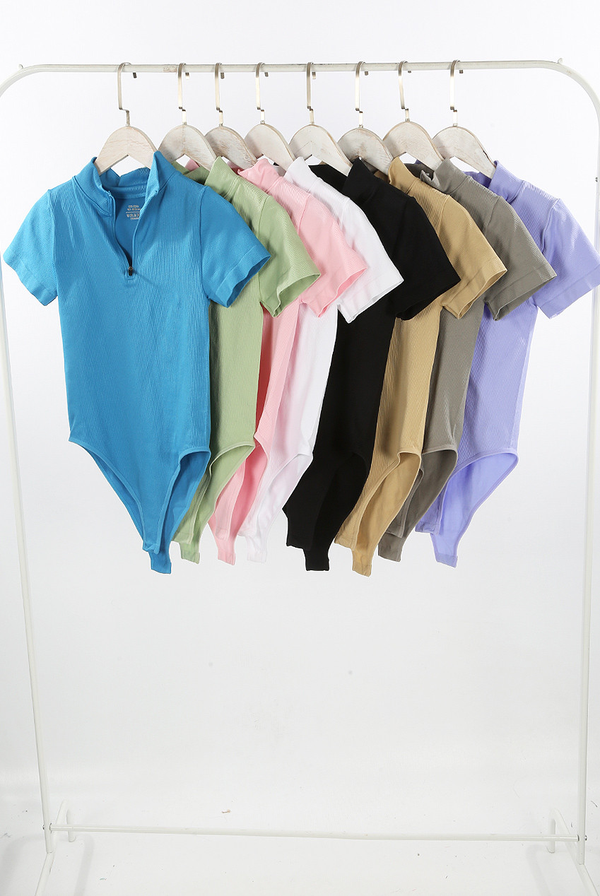 Zip Front Ribbed Bodysuit - Buy Fashion Wholesale in The UK