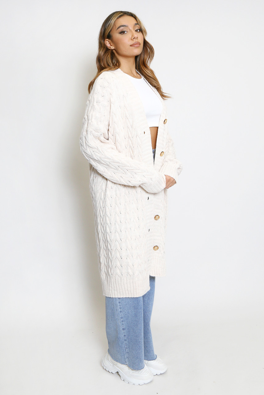 Cable Knit Button Front Cardigan - Buy Fashion Wholesale in The UK