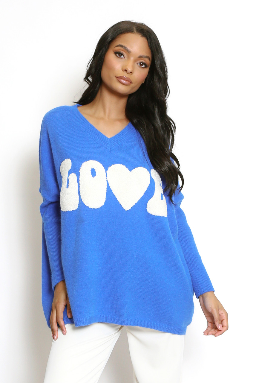 Love Slogan V Neck Jumper - Buy Fashion Wholesale in The UK