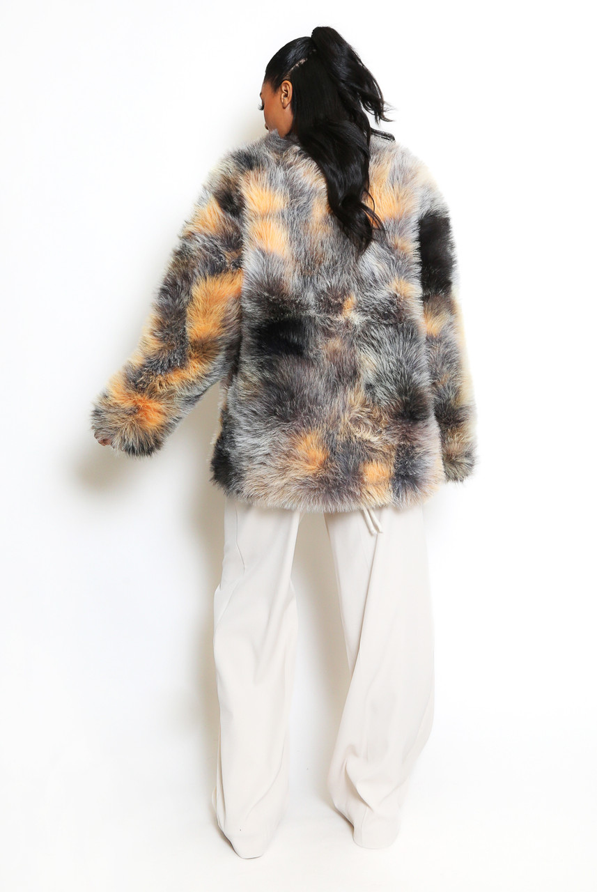 Multi-Colour Faux Fur Coat - Buy Fashion Wholesale in The UK
