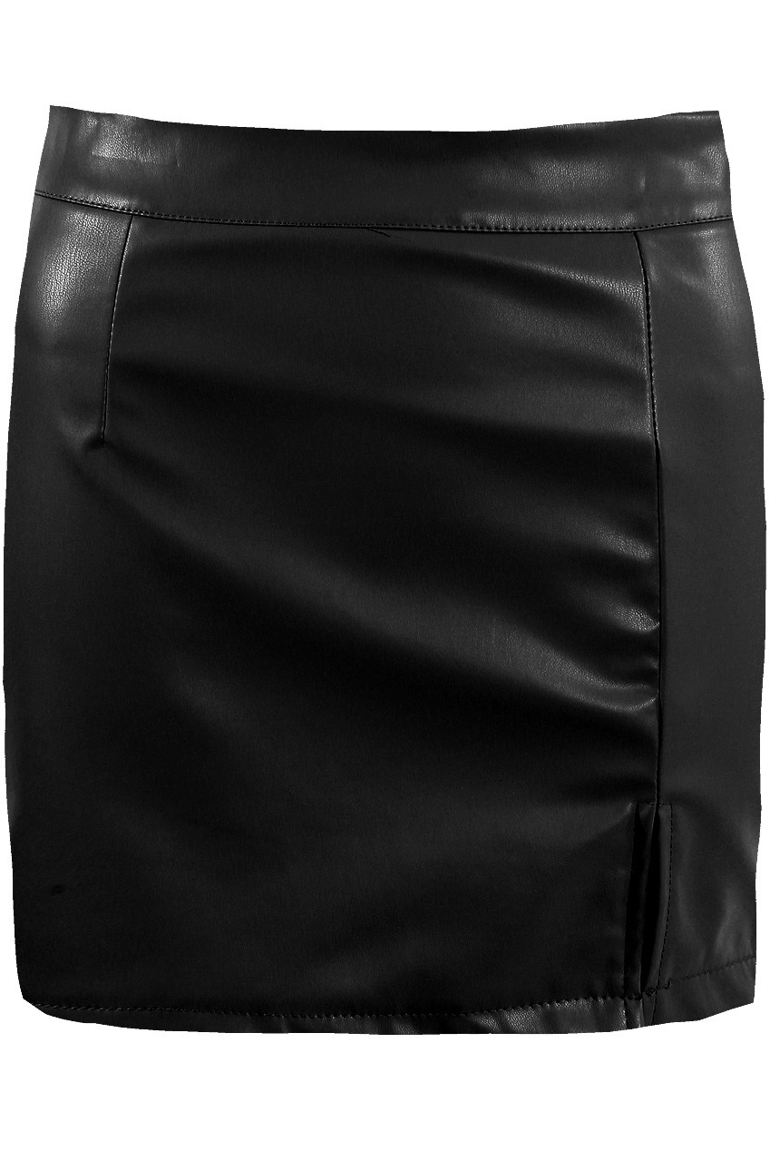 PU Mini Skirt With Split- Buy Fashion Wholesale in The UK