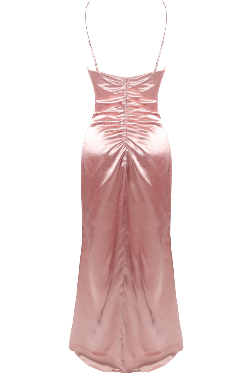 Satin Ruched Zip Up Back Maxi Dress - Buy Fashion Wholesale in The UK