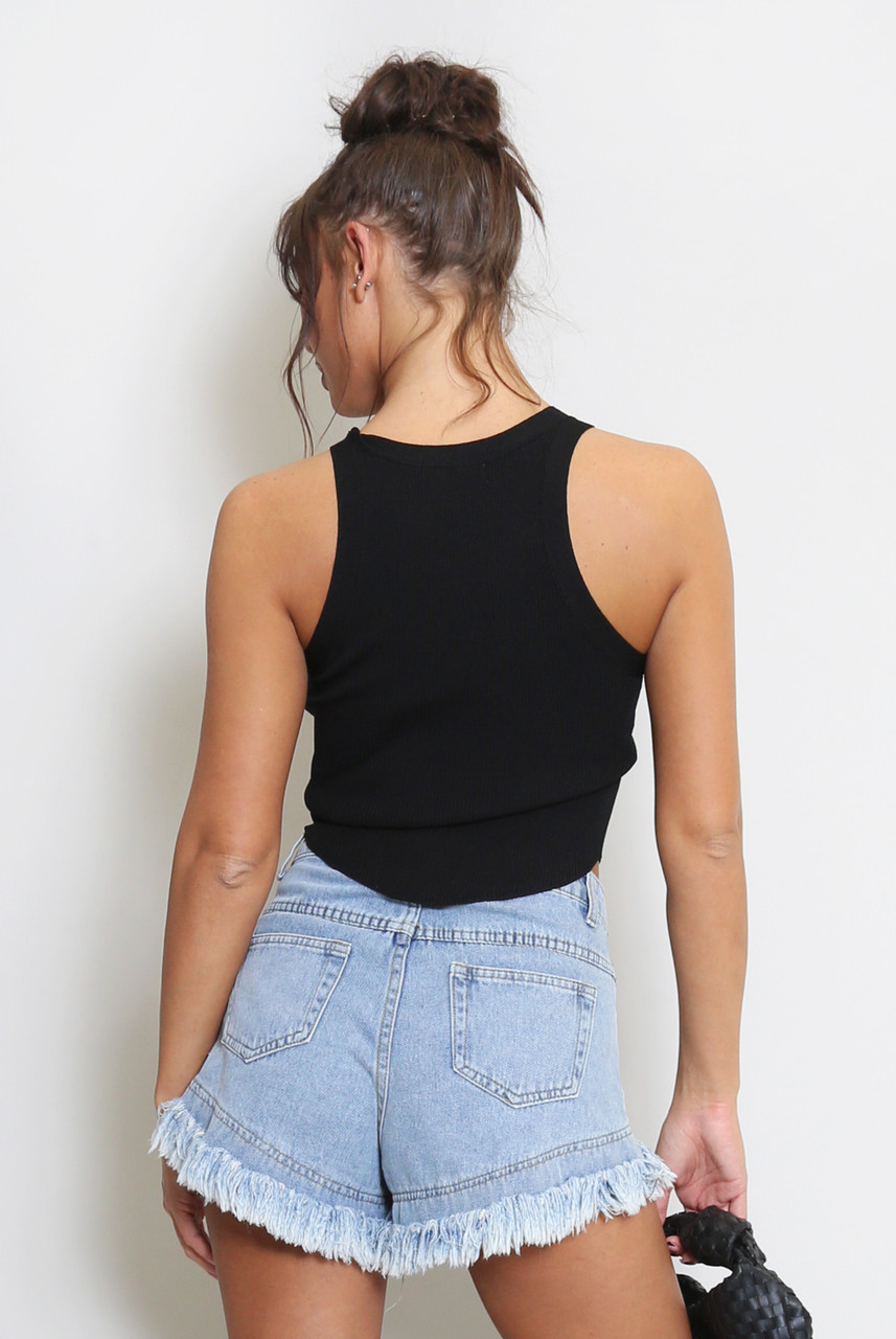 Fine Knit Ribbed Round Neck Crop Tops - Buy Fashion Wholesale in The UK