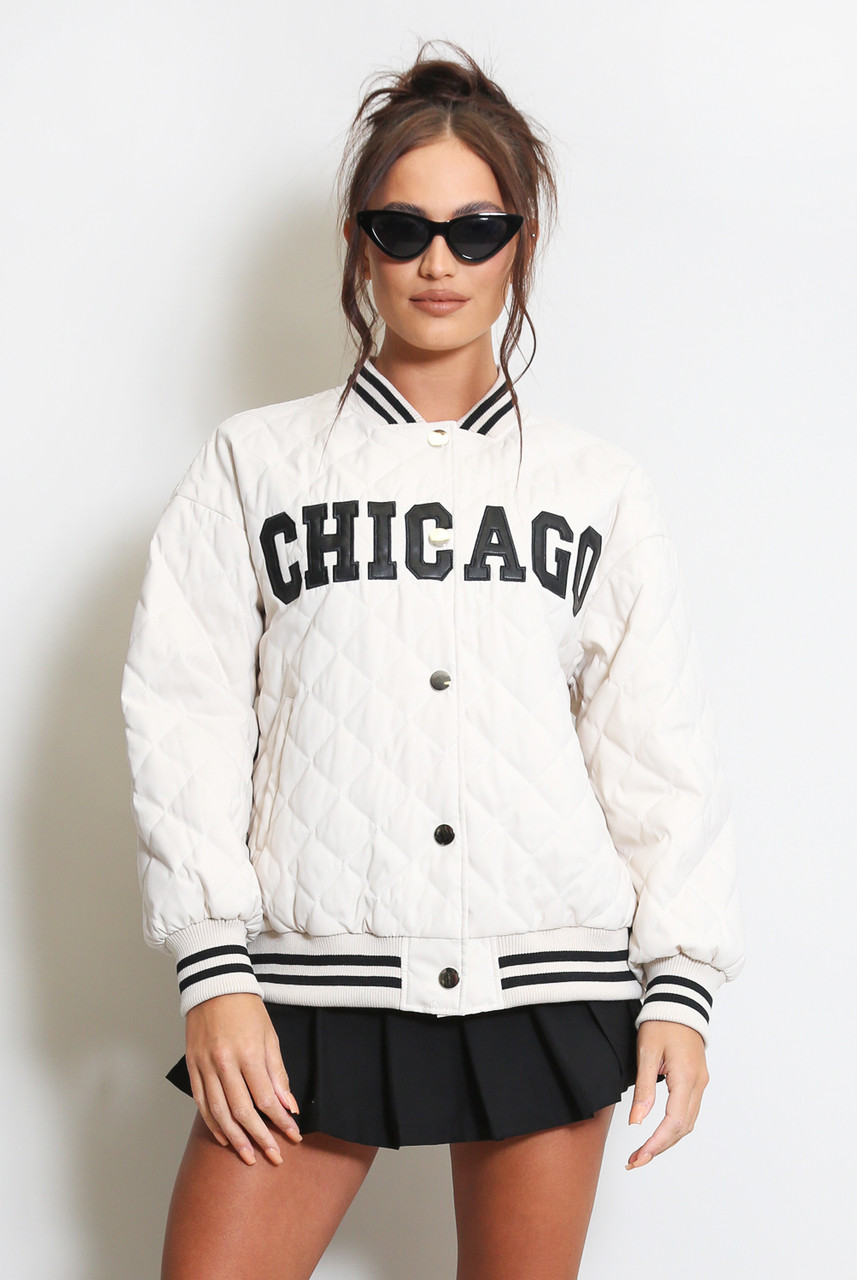 Chicago Slogan Quilted Jacket - Buy Fashion Wholesale in The UK