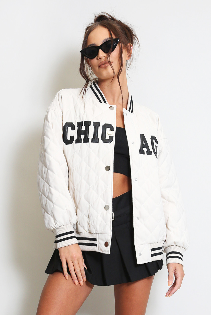 Chicago Slogan Quilted Jacket - Buy Fashion Wholesale in The UK