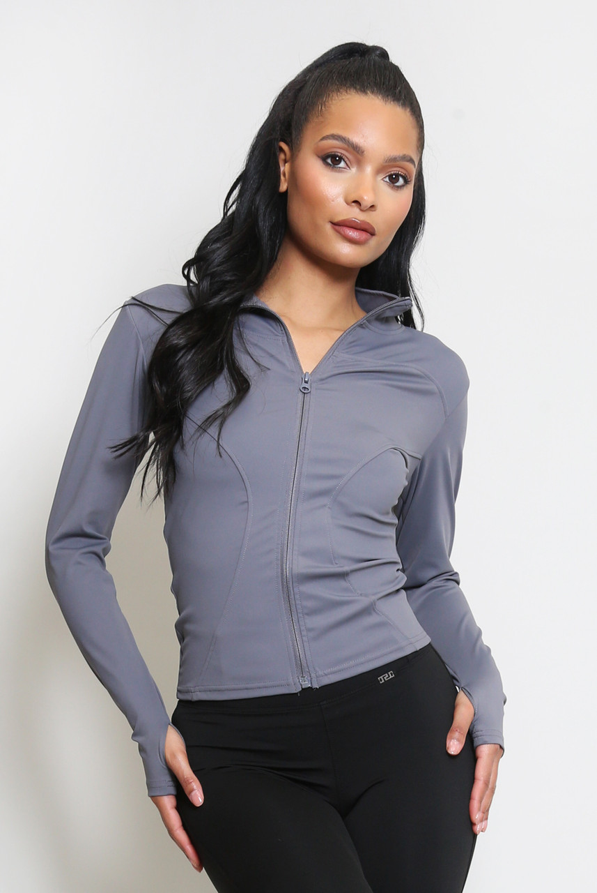Fitted Zip Front Long Sleeve Gym Top - Buy Fashion Wholesale in The UK