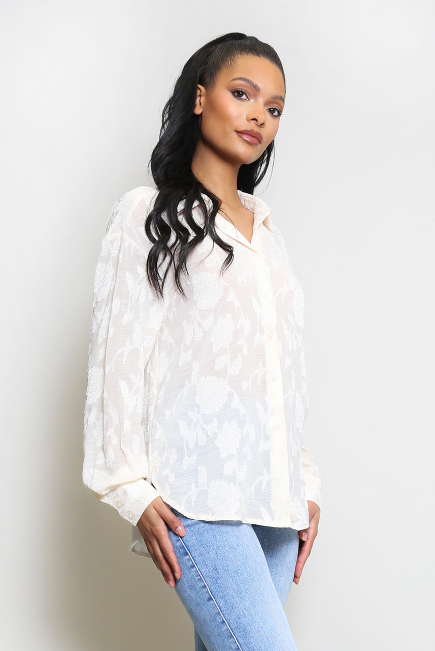 Floral Print Sheer Blouse - Buy Fashion Wholesale in The UK