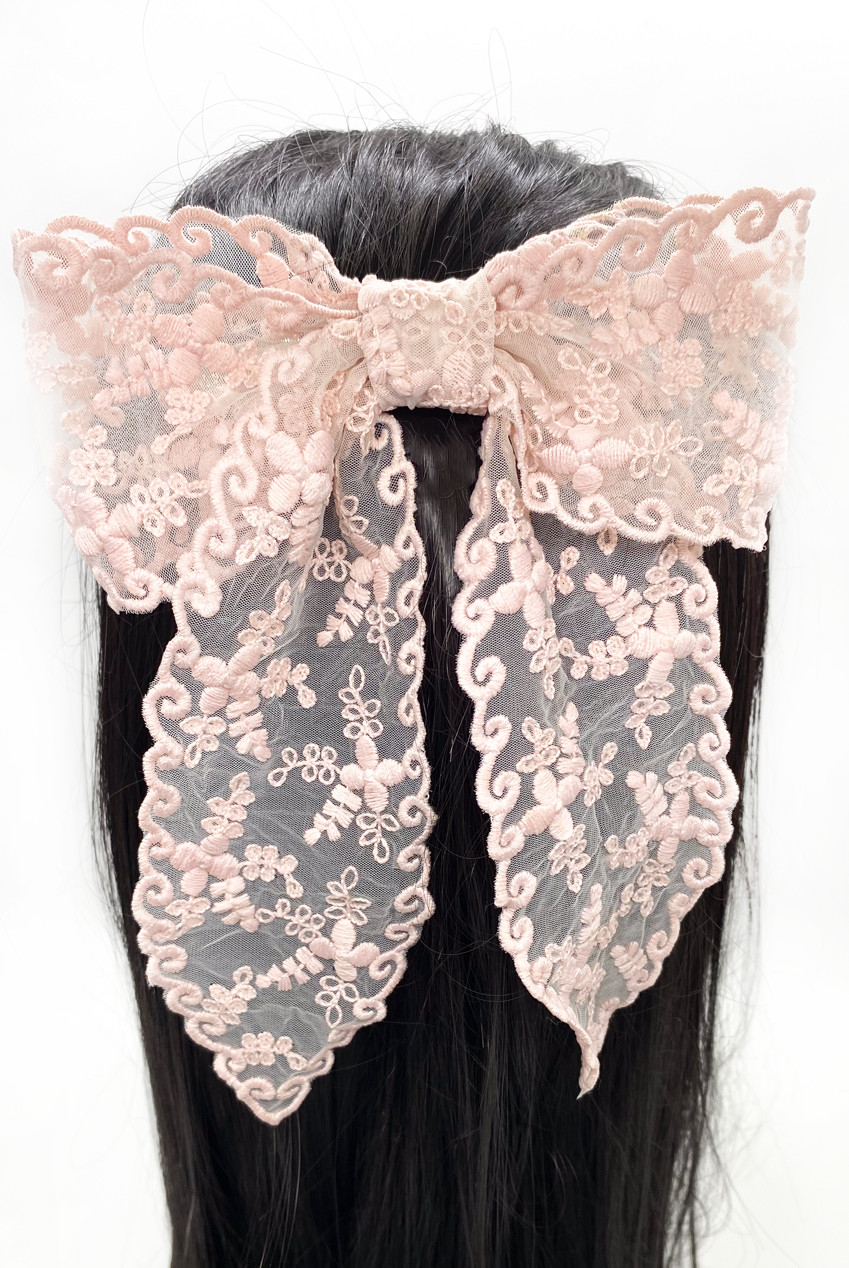 Oversized Floral Lace Hair Bow Clip - Buy Fashion Wholesale in The UK