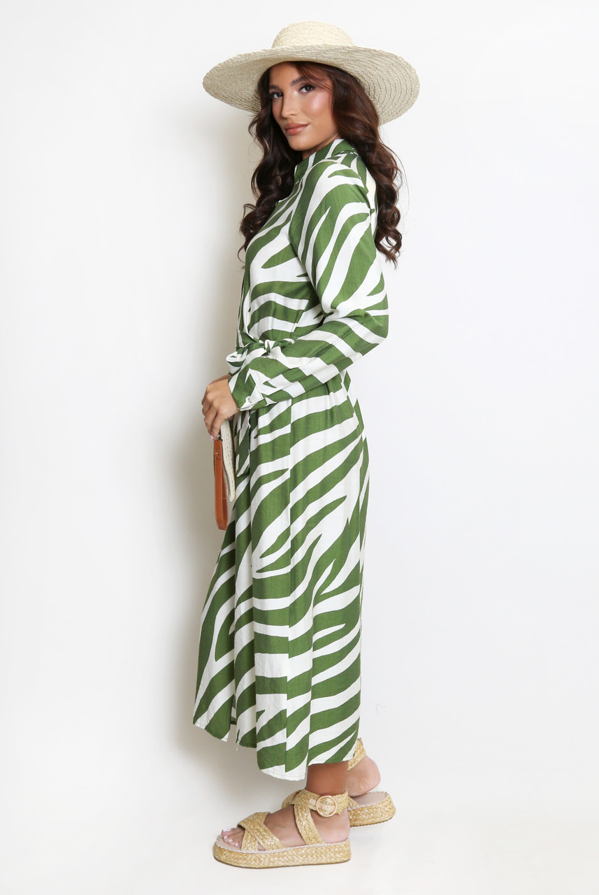 Zebra Print Belted Shirt Dress - Buy Fashion Wholesale in The UK