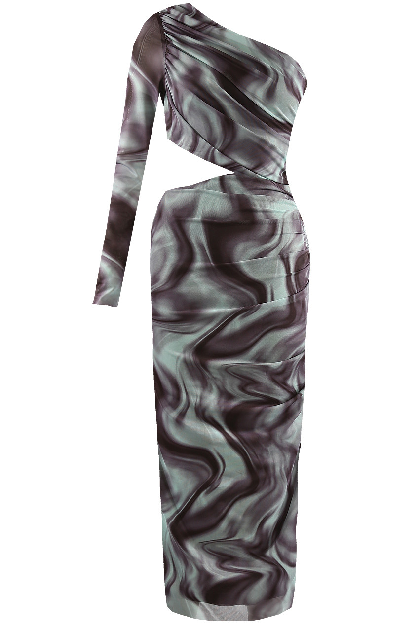 Marble Print One Shoulder Midi Dress - Buy Fashion Wholesale in The UK