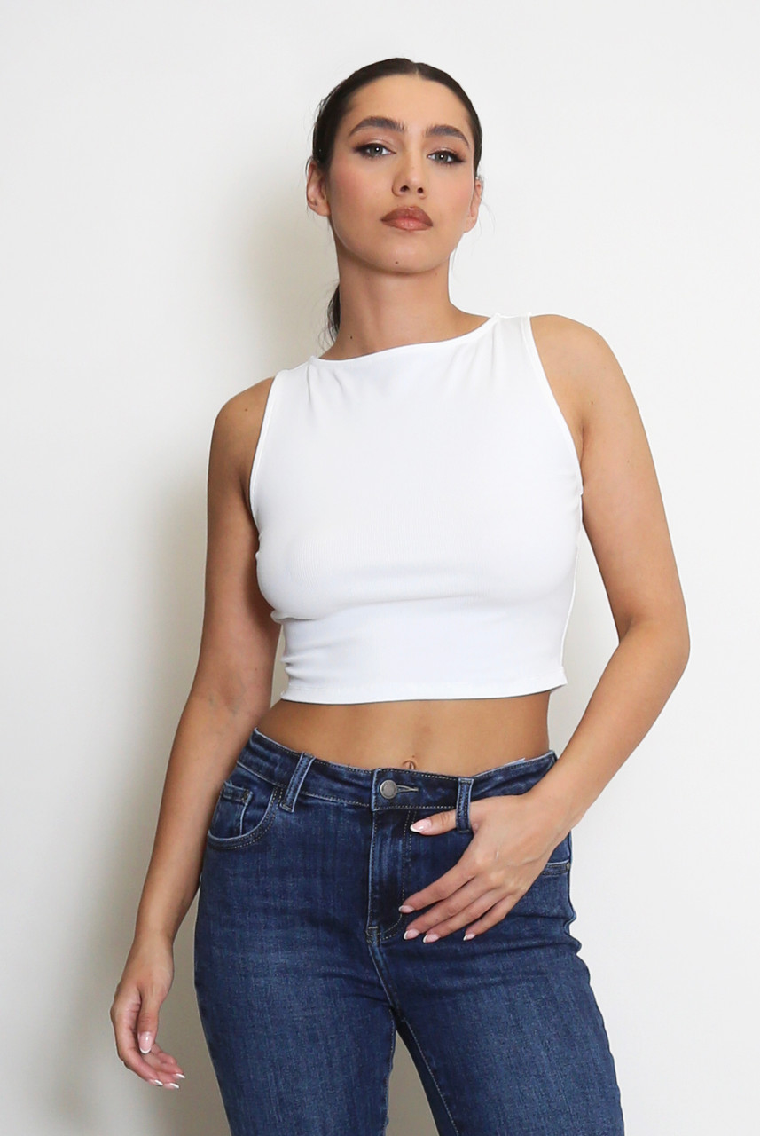 Fine Rib High Neck Crop Top - Buy Fashion Wholesale in The UK