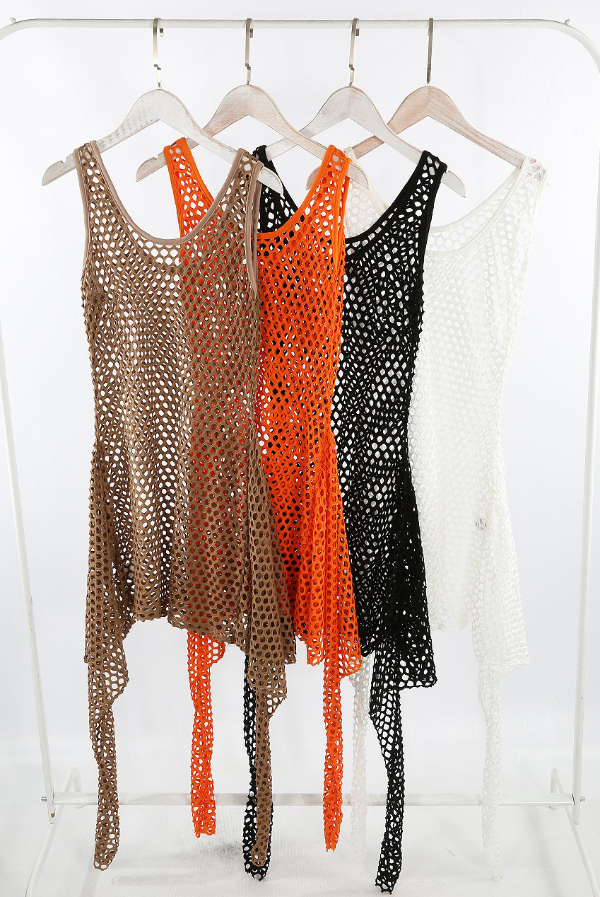 Tie Front Sheer Fishnet Mini Dress- Buy Fashion Wholesale in The UK