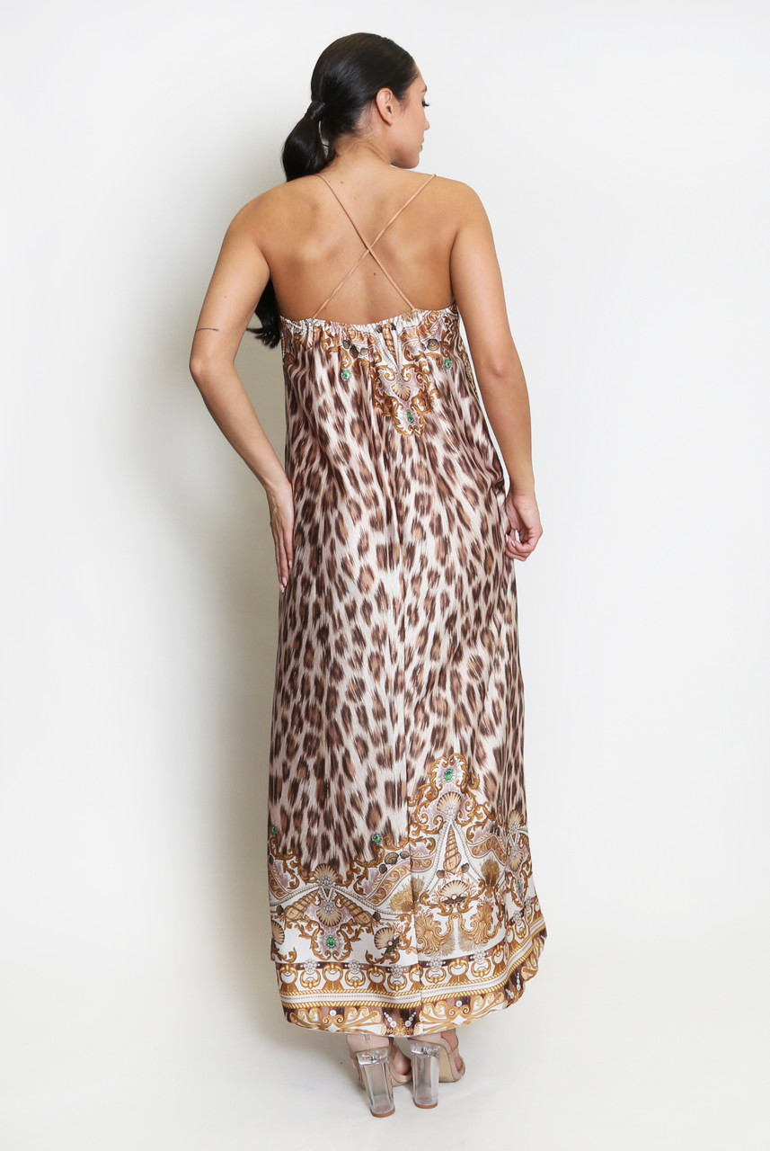 Animal Print Cross Back Maxi Dress- Buy Fashion Wholesale in The UK