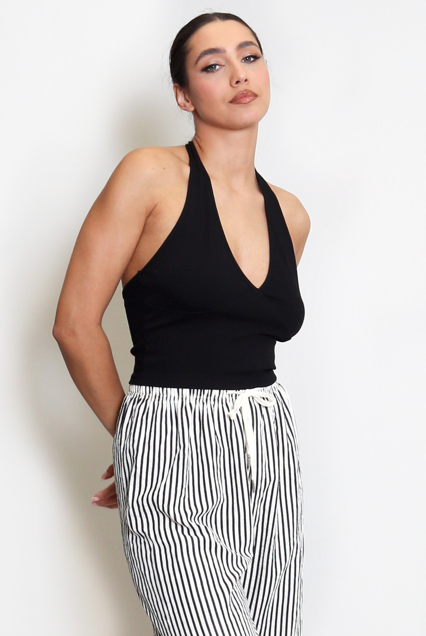 Ribbed V Neck Halter Neck Tops - Buy Fashion Wholesale in The UK