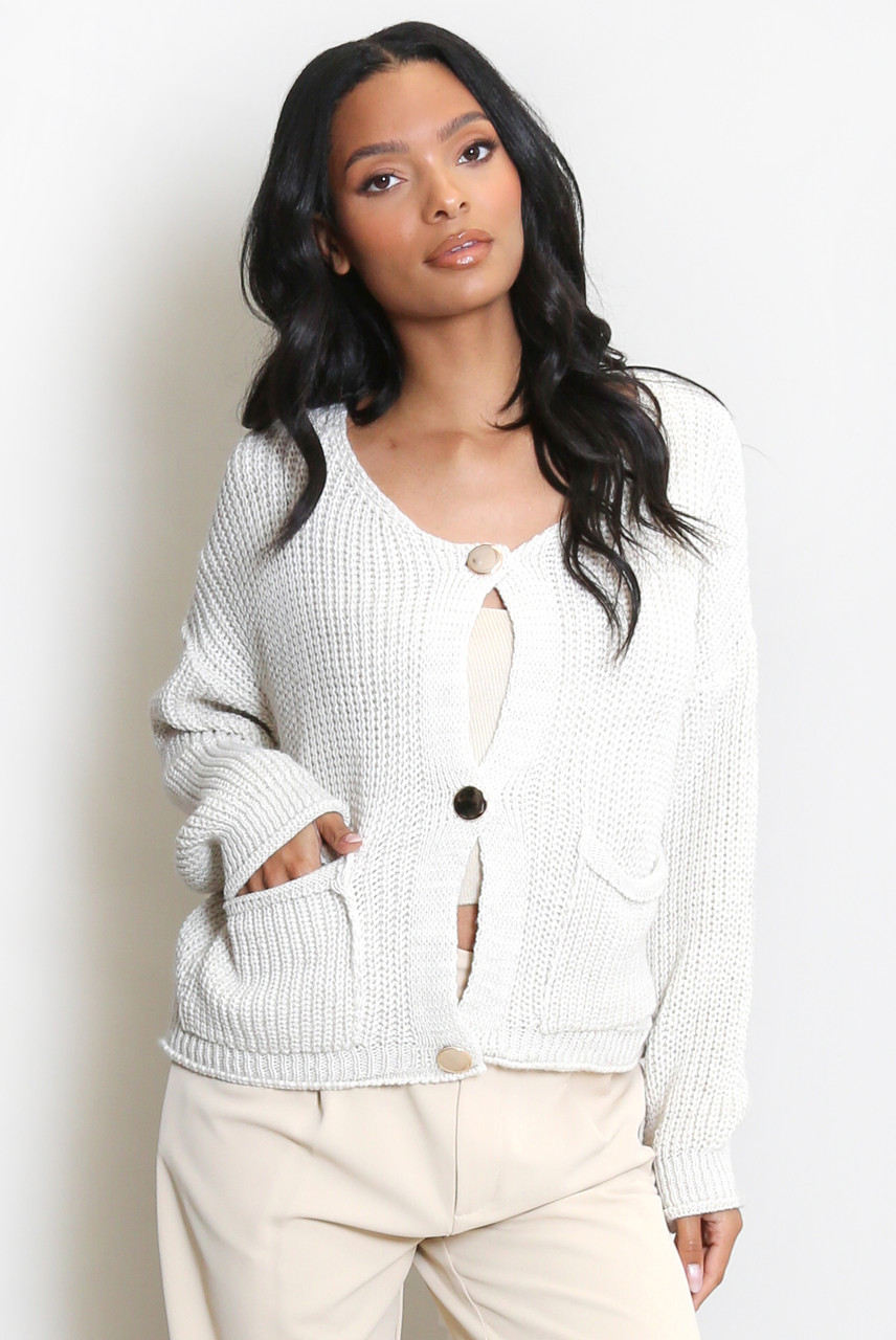 Round Neck Over Sized Button Cardigan - Buy Fashion Wholesale in The UK