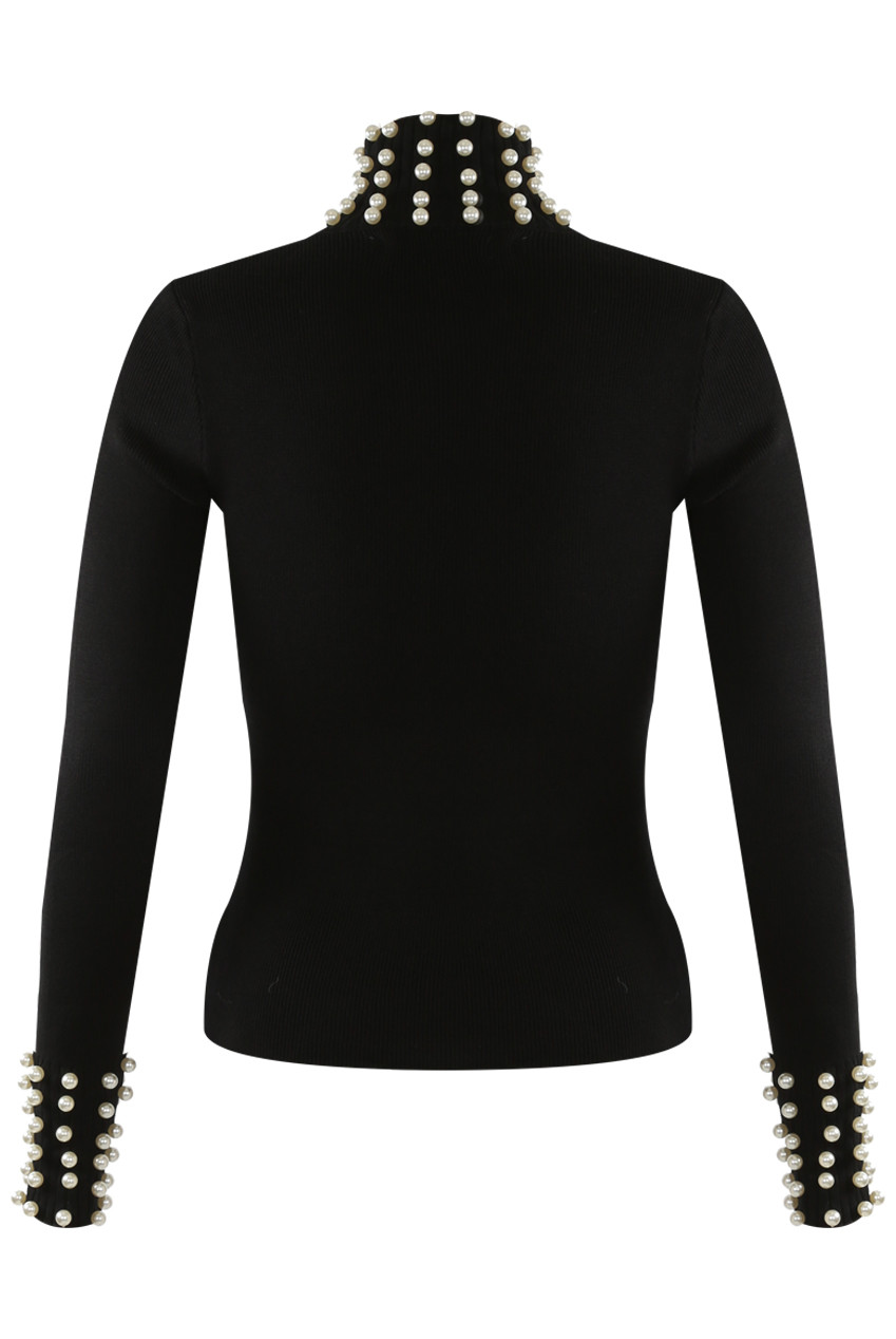 Ribbed Pearl Collar And Cuff Jumper- Buy Fashion Wholesale in The UK
