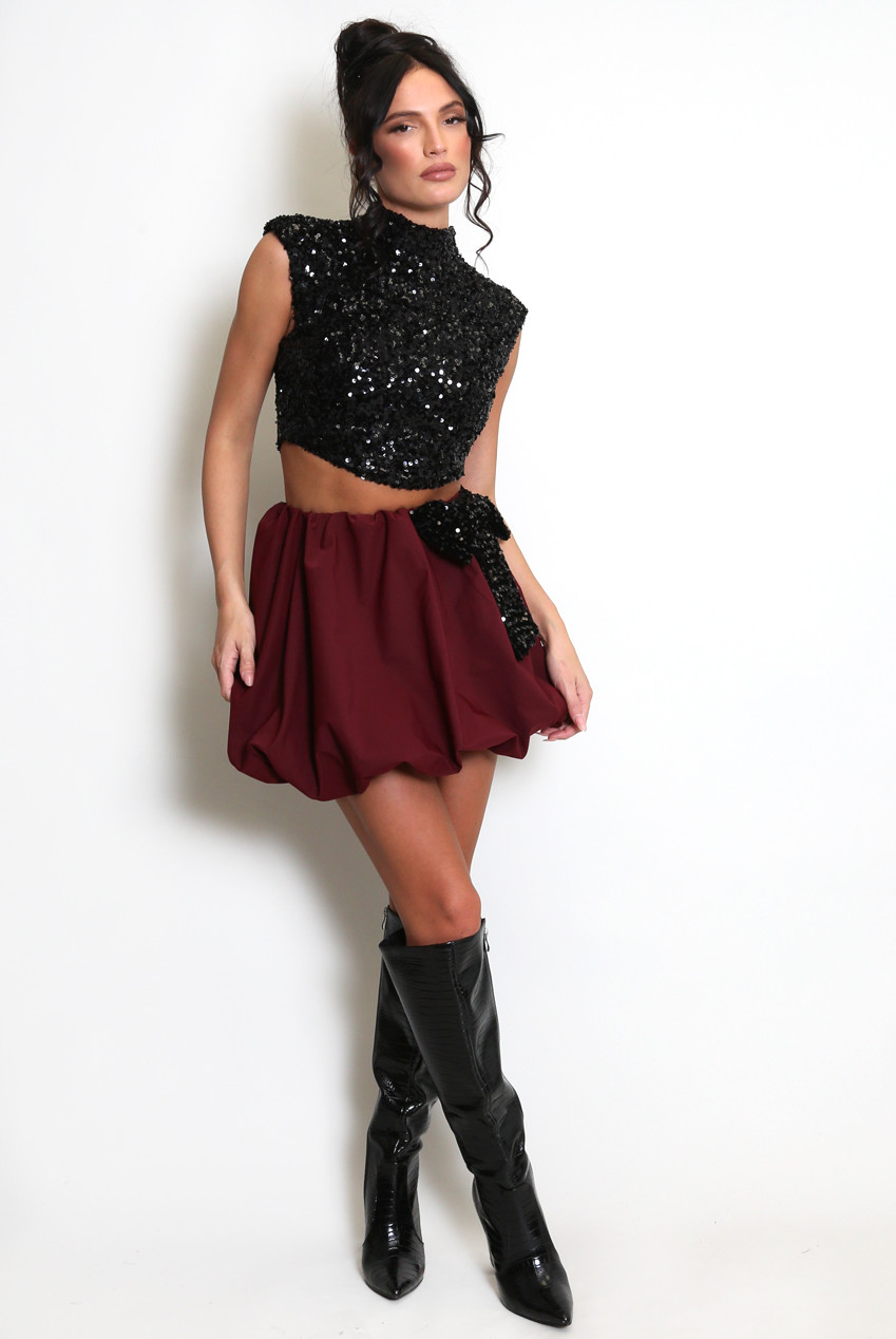 Sequin Bow Puff Ball Mini Skirt - Buy Fashion Wholesale in The UK