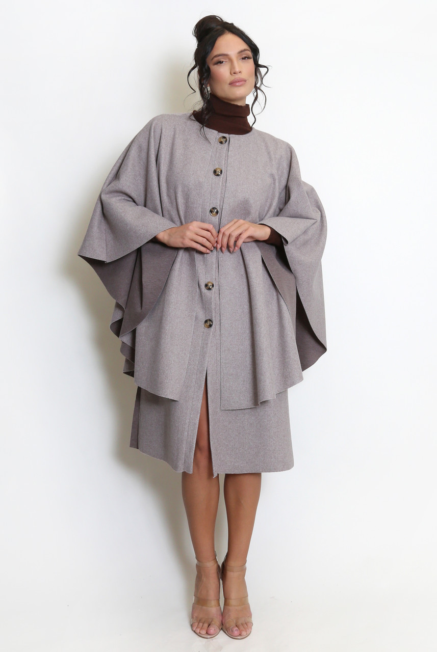Caped Button Front Overcoat - Buy Fashion Wholesale in The UK