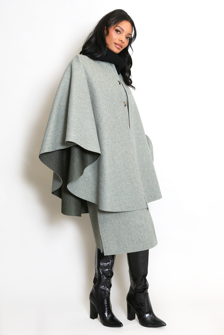 Caped Button Front Overcoat - Buy Fashion Wholesale in The UK