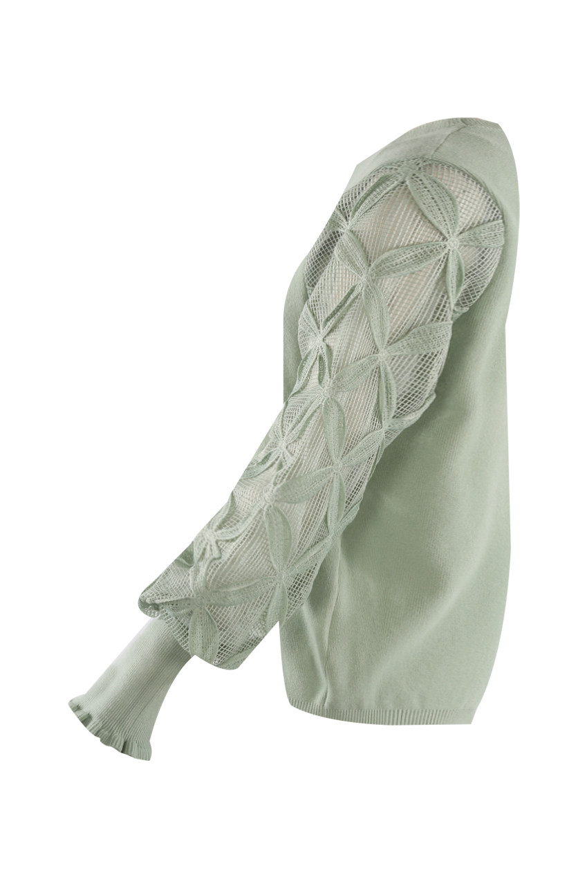 Sheer Lattice Sleeve Fine Knit Jumper - Buy Fashion Wholesale in The UK