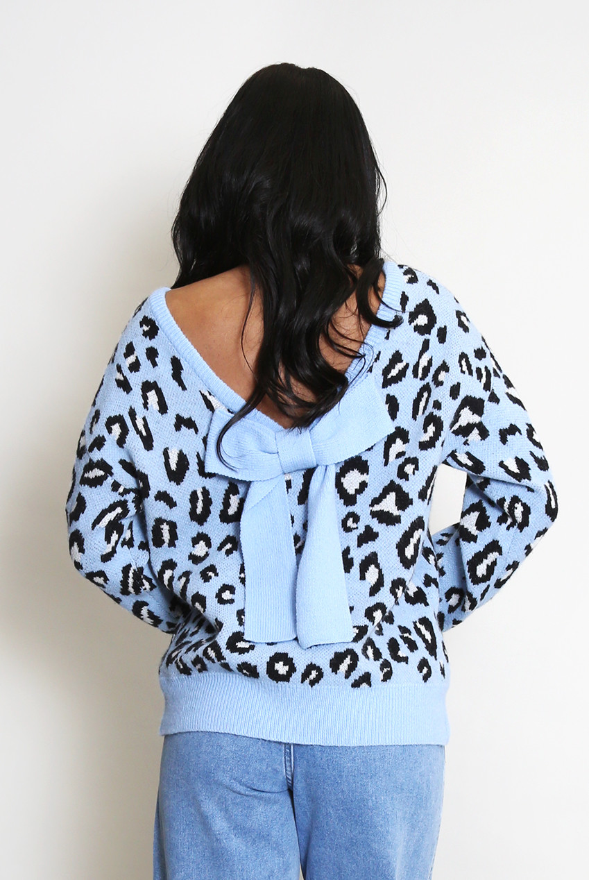 Bow Back Leopard Jumper - Buy Fashion Wholesale in The UK