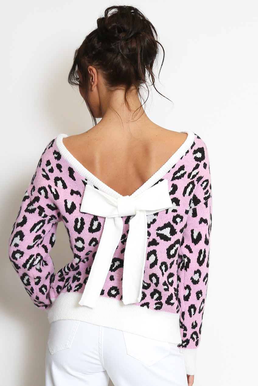 Bow Back Leopard Jumper - Buy Fashion Wholesale in The UK