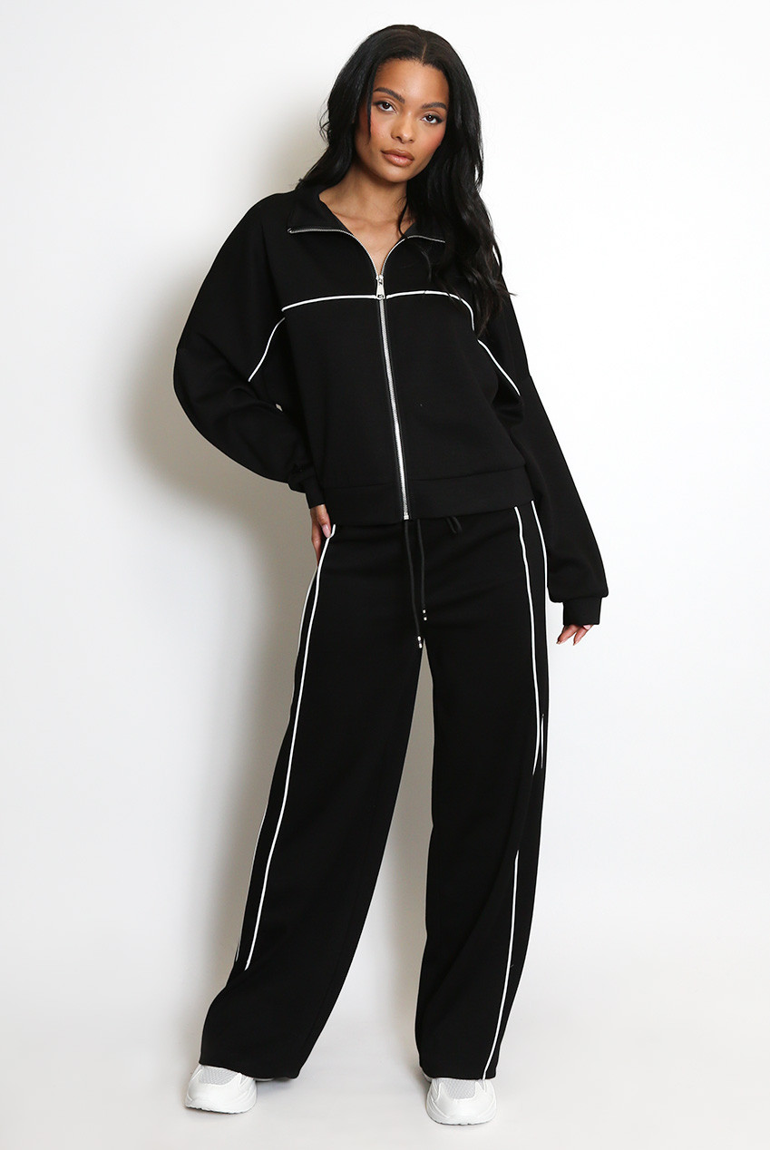 Zip Sweatshirt And Jogger Set With Piping - Buy Fashion Wholesale in The UK