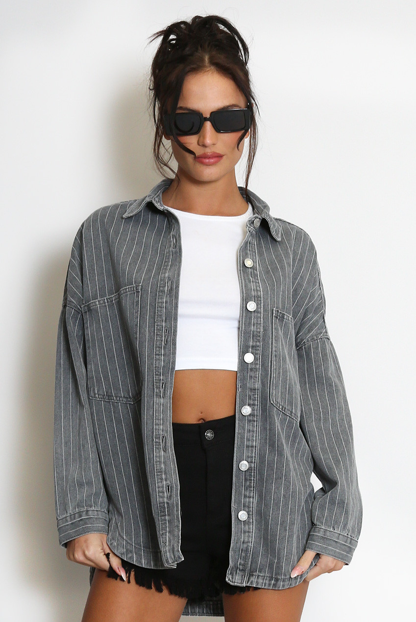 Stripes Denim Shacket - Buy Fashion Wholesale in The UK