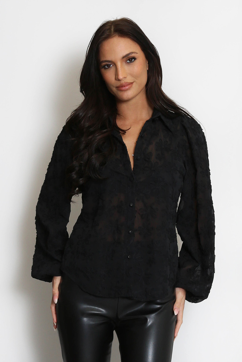 Appliqued Floral Sheer Blouse - Buy Fashion Wholesale in The UK
