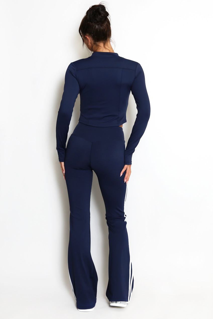 Zip Top And Side Stripe Flare Leg Gym Set - Buy Fashion Wholesale in The UK