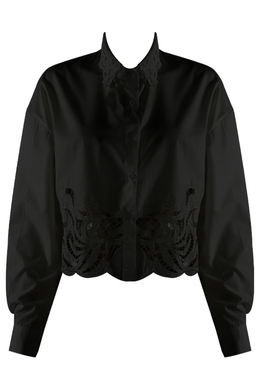 Laser Cut Hem Cropped Blouse - Buy Fashion Wholesale in The UK