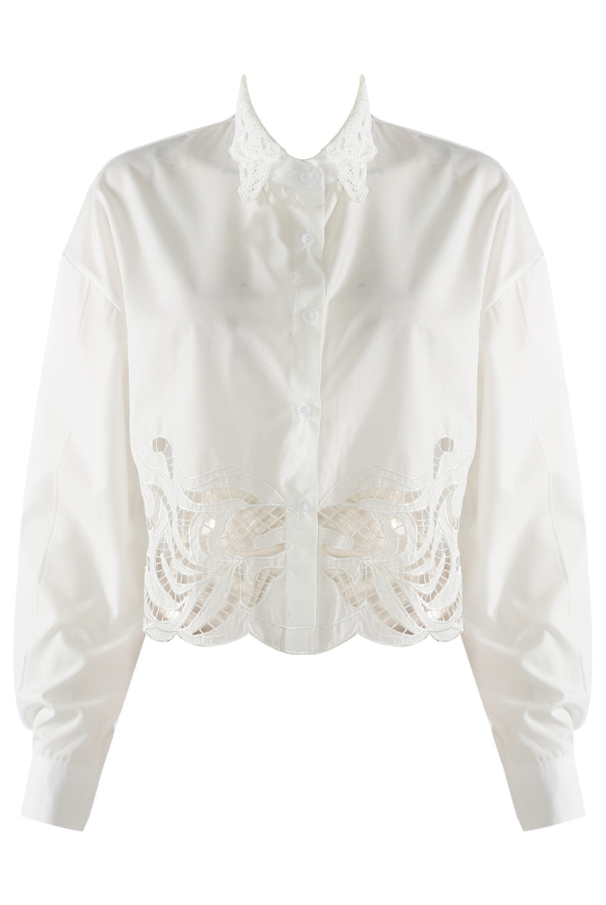 Laser Cut Hem Cropped Blouse - Buy Fashion Wholesale in The UK