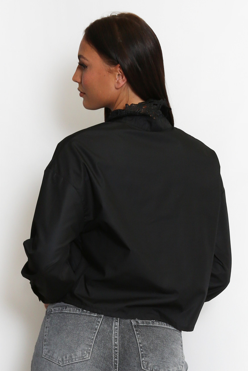 Laser Cut Hem Cropped Blouse - Buy Fashion Wholesale in The UK