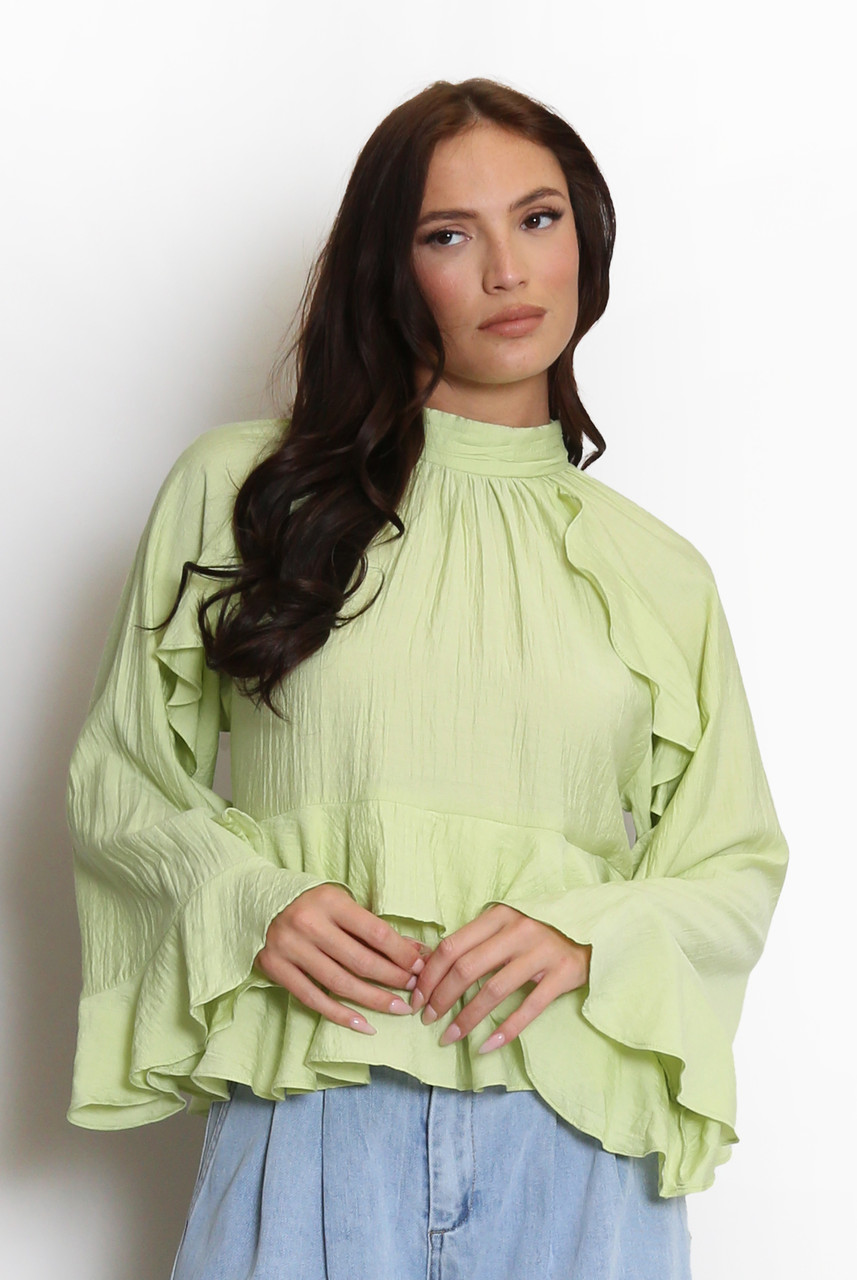 High Neck Ruffle Blouse - Buy Fashion Wholesale in The UK