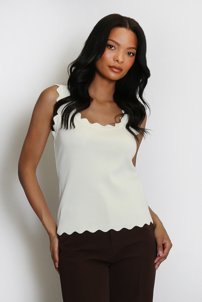 Scallop Hem Fine Knit Top- Buy Fashion Wholesale in The UK