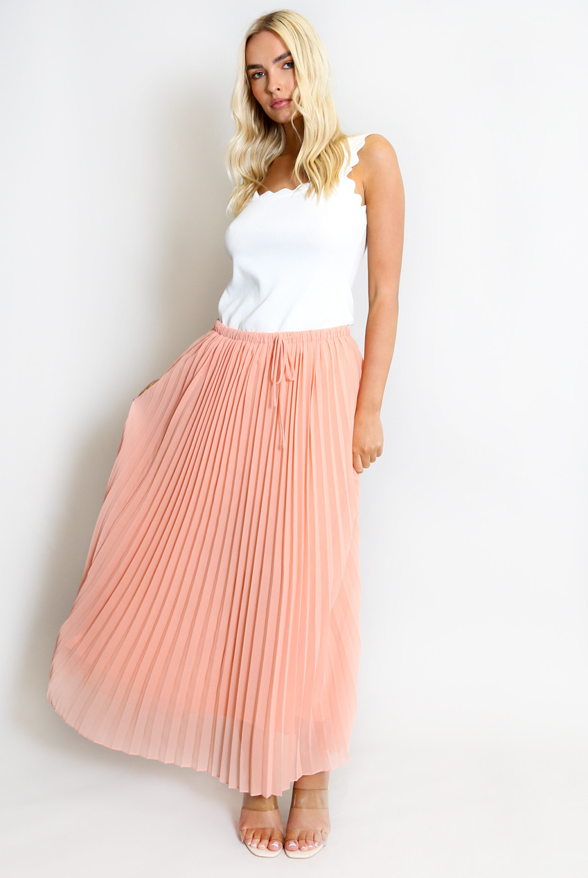 Pleated Chiffon Maxi Skirt- Buy Fashion Wholesale in The UK