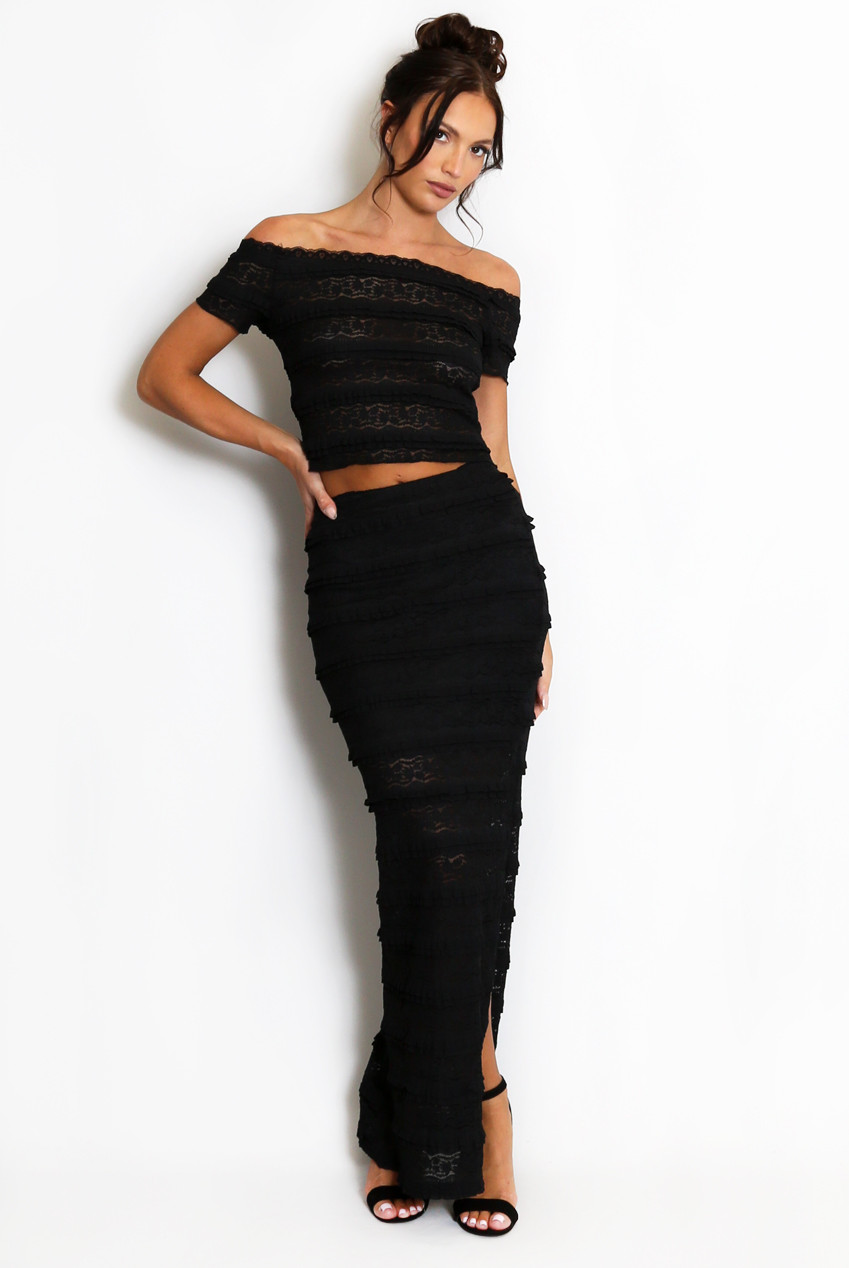 Lace Panelled Bardot Top- Buy Fashion Wholesale in The UK