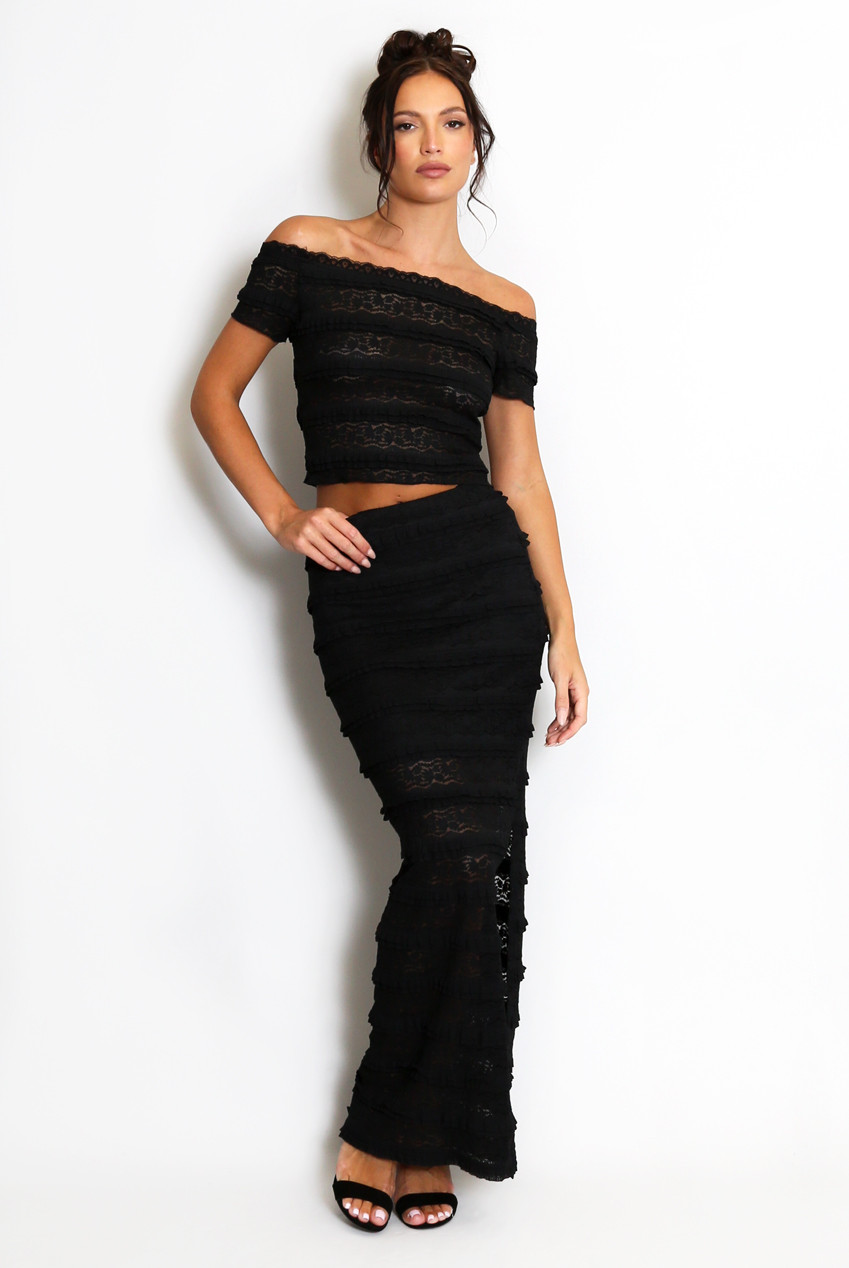 Lace Panelled Bardot Top- Buy Fashion Wholesale in The UK