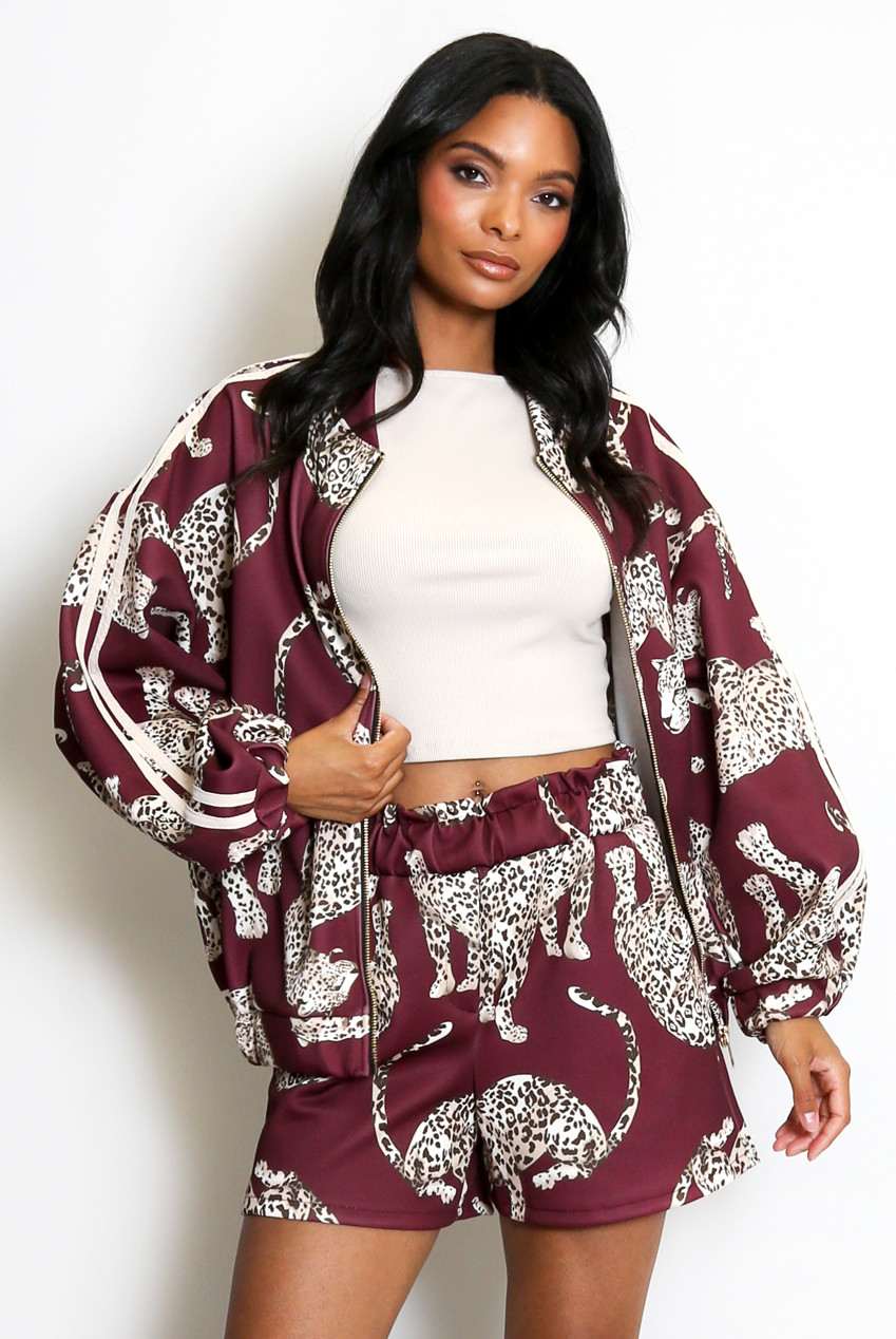 Leopard Print Bomber Jacket and Shorts Set - Buy Fashion Wholesale in ...