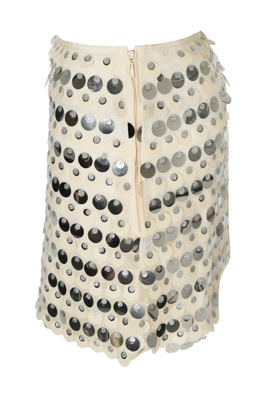 Cream Disc Sequin Mini Skirt - Buy Fashion Wholesale in The UK