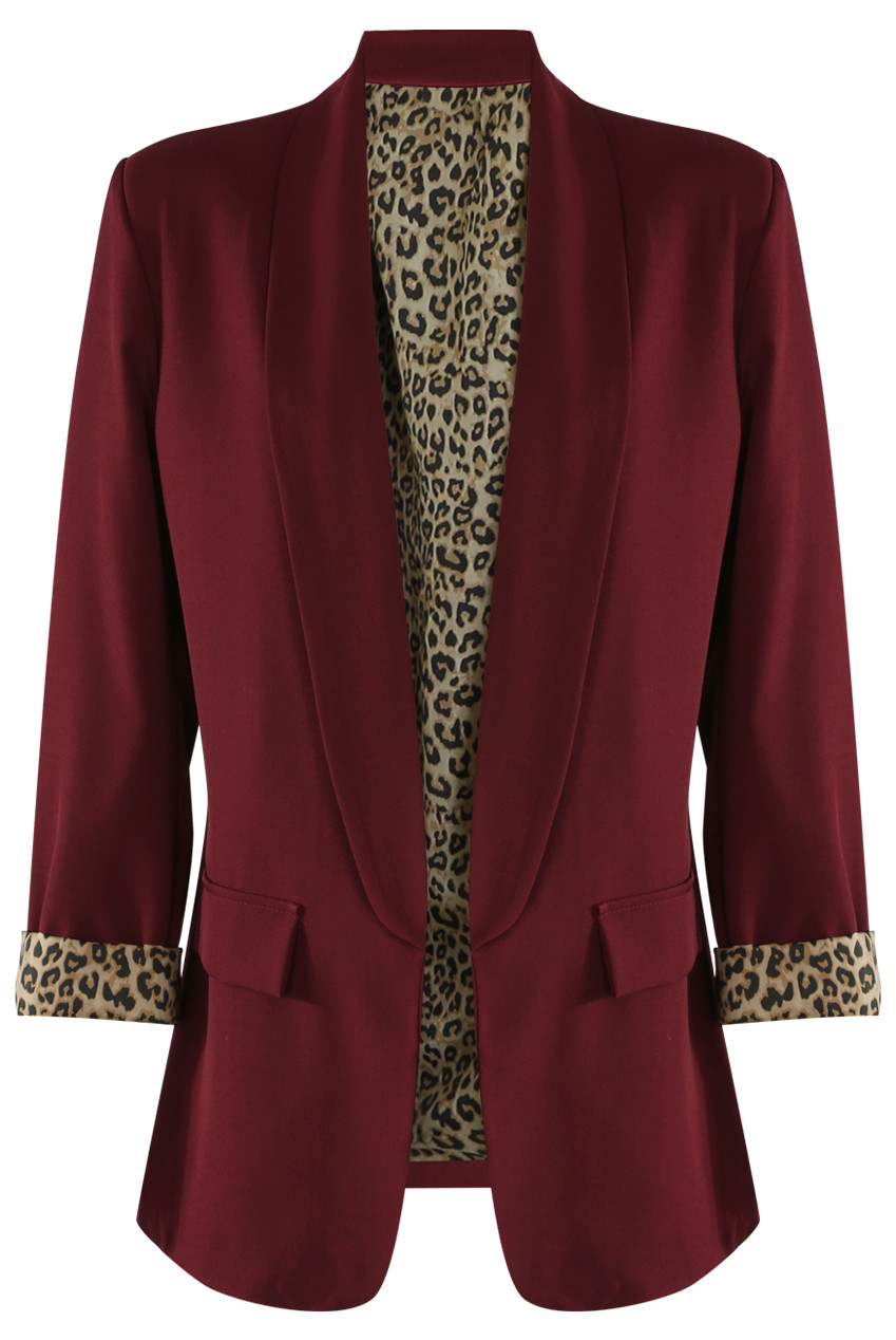 Leopard Print Lined Open Blazer - Buy Fashion Wholesale in The UK