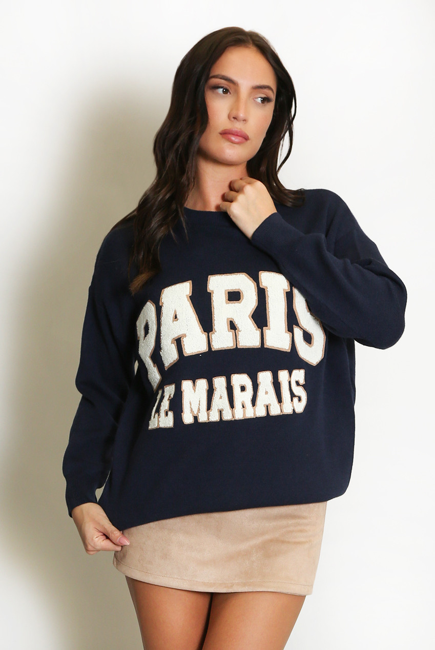 Paris Embossed Jumper - Buy Fashion Wholesale in The UK
