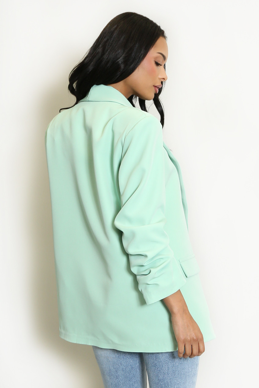 Plain Ruched Sleeve Open Blazer - Buy Fashion Wholesale in The UK
