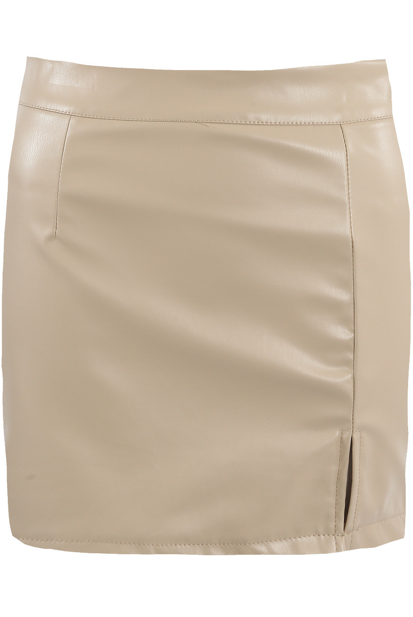 PU Mini Skirt With Split- Buy Fashion Wholesale in The UK