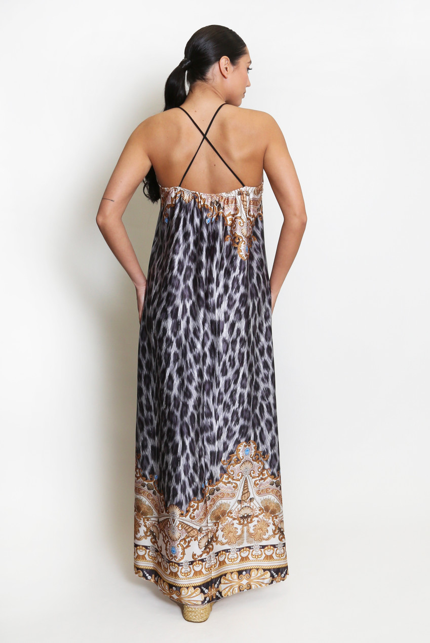 Animal Print Cross Back Maxi Dress- Buy Fashion Wholesale in The UK