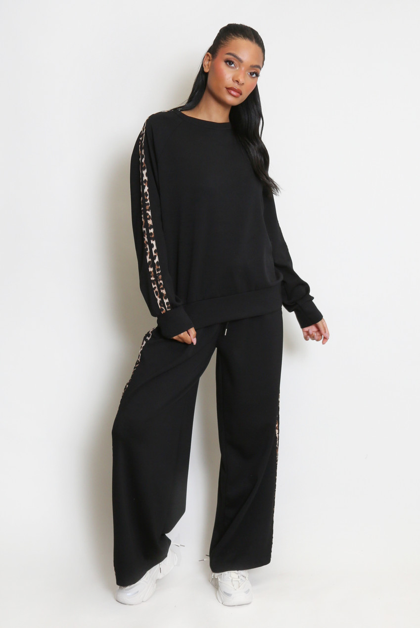 Leopard Side Stripe Sweatshirt And Trouser Set Buy Fashion Wholesale in ...