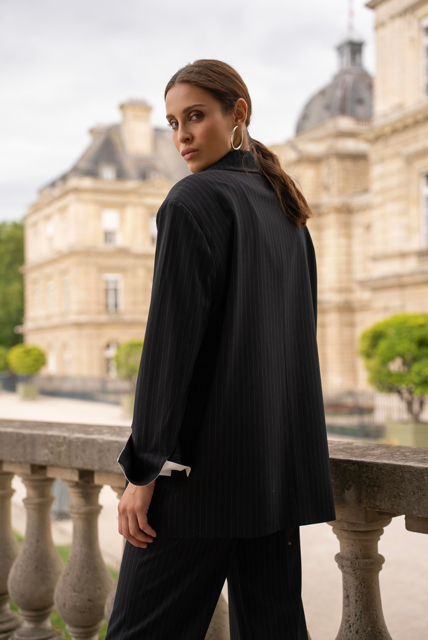 Pinstripe Roll Cuff Oversized Blazer- Buy Fashion Wholesale in The UK