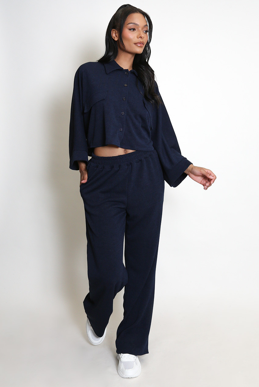 Casual Boxy Cropped Shirt And Trouser Set- Buy Fashion Wholesale in The UK