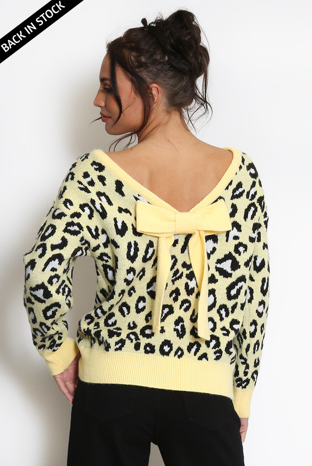 Bow Back Leopard Jumper - Buy Fashion Wholesale in The UK
